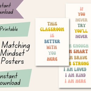 Three Mindset Posters for the Classroom, Mental Health Awareness ...