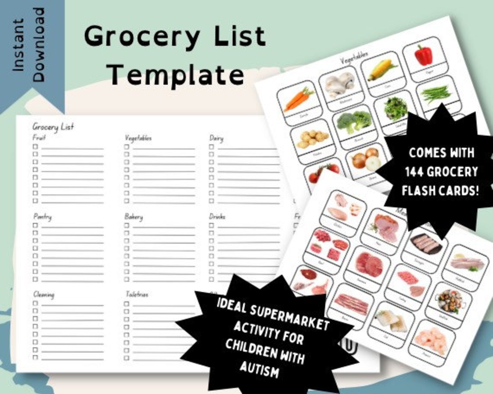 Printable Grocery List Template, Grocery Images, Grocery Shop Autism ...