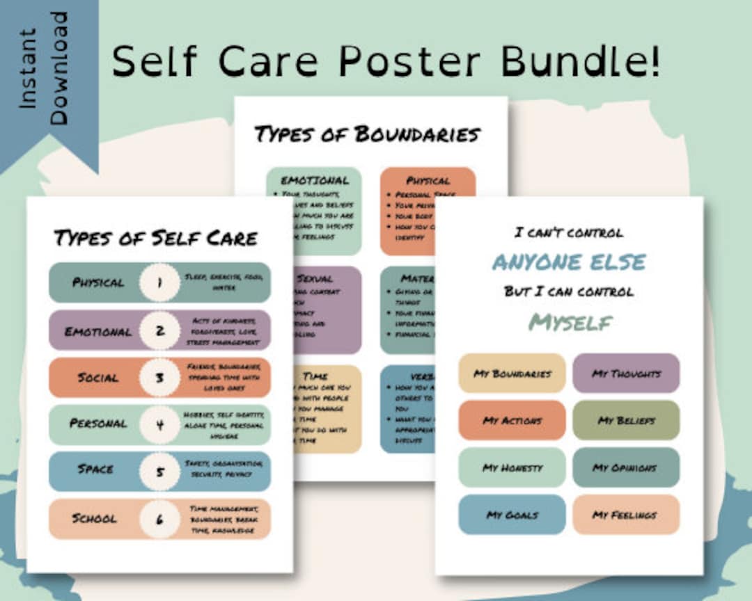 Classroom Decor Bundle, Self Care Poster Bundle, Boundaries, Special ...