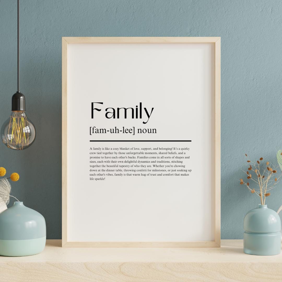 Family Definition Digital Download Poster A1-A4, Dictionary Style, Fun ...