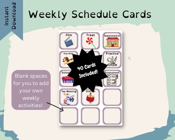 Weekly Schedule, Weekly Schedule for Autism, Weekly Schedule Planner ...