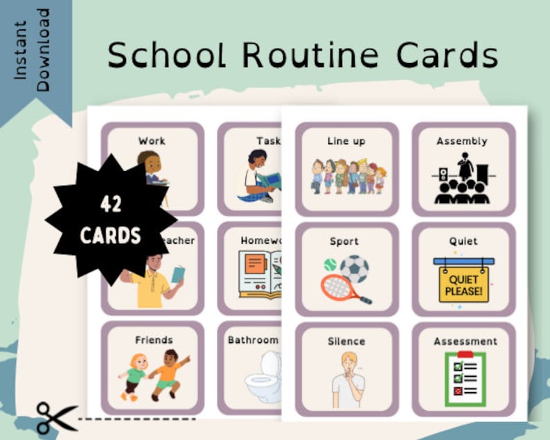 School Routine Visual Timetable, School Daily Schedule, Routine Cards ...