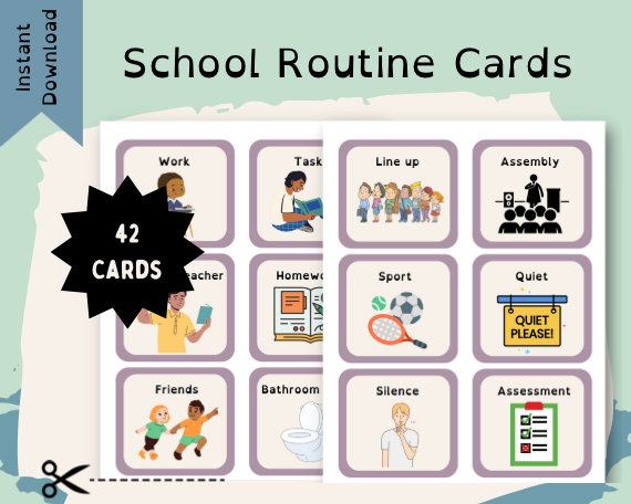 School Routine Visual Timetable, School Daily Schedule, Routine Cards ...