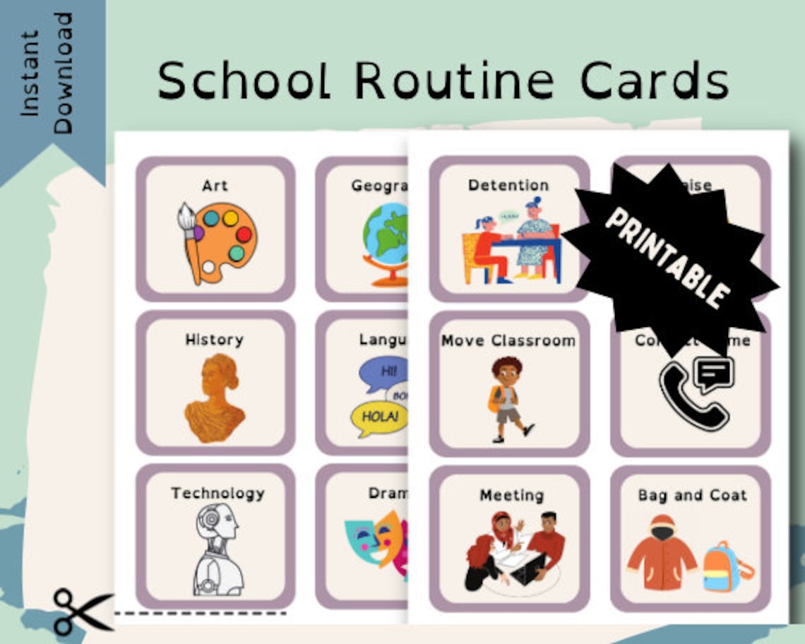 School Routine Visual Timetable, School Daily Schedule, Routine Cards ...
