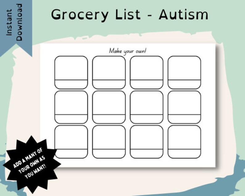 Printable Grocery List Template, Grocery Images, Grocery Shop Autism ...
