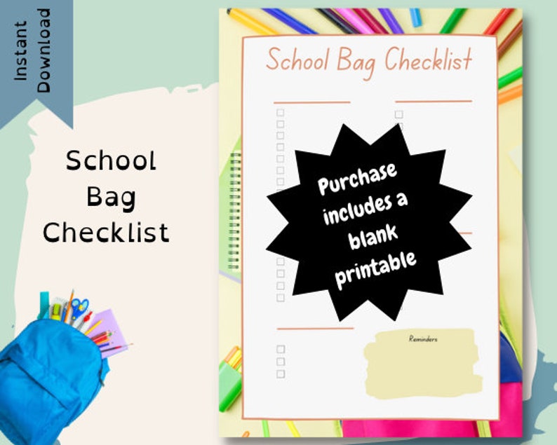 School Bag Checklist, Rucksack Packing List, to Do List for School ...