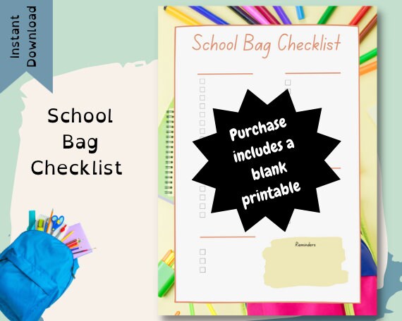 School Bag Checklist, Rucksack Packing List, to Do List for School ...