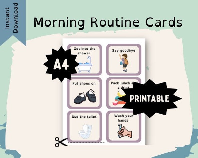 Morning Routine Cards- Morning Schedule, Morning Routine Chart, Autism ...