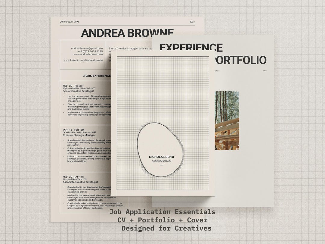 Job Application Bundle | CV Template | Portfolio Template | Cover Page ...