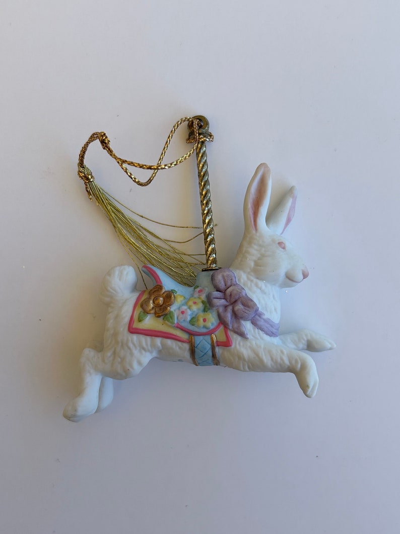 1989 Vintage LENOX Porcelain Rabbit Carousel Hanging Christmas Ornament ...