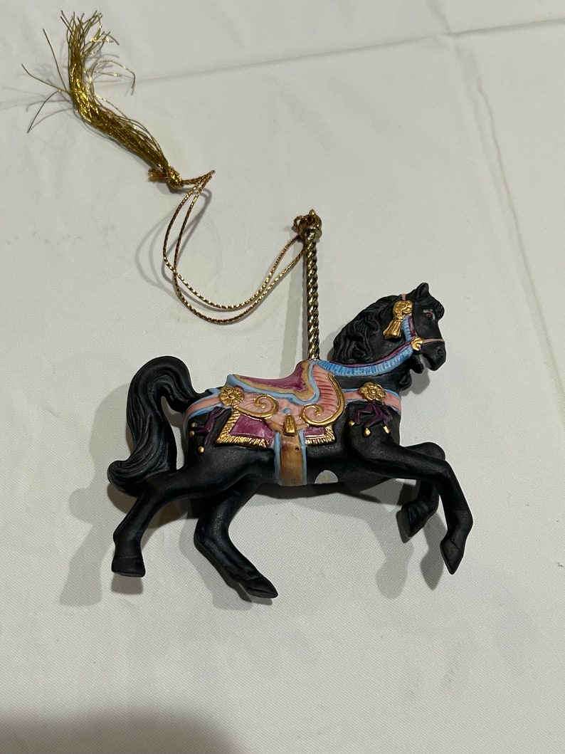 1989 Vintage LENOX Porcelain Black Horse Carousel Hanging Christmas ...