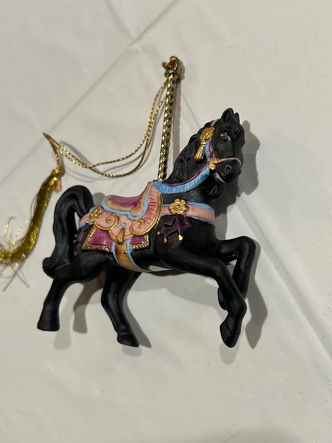 1989 Vintage LENOX Porcelain Black Horse Carousel Hanging Christmas ...