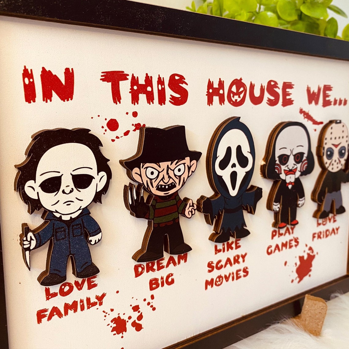 In This House We Halloween Horror 3D Wooden Frame Sign, Halloween Gift ...