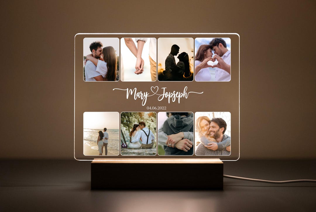 Personalized Photo Night Light, Photo Collage LED Light, Birthday Gift ...