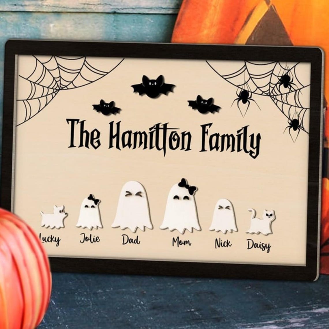 Custom Ghost Family Sign, Personalized Halloween Ghost Family Frame ...