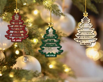 Personalized Family Tree Ornament, Custom Christmas Ornament, Family ...