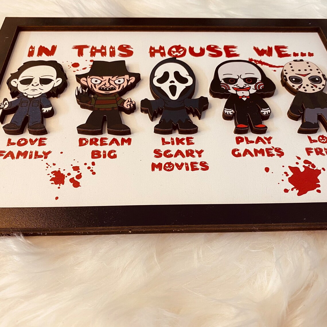In This House We Halloween Horror 3D Wooden Frame Sign, Halloween Gift ...