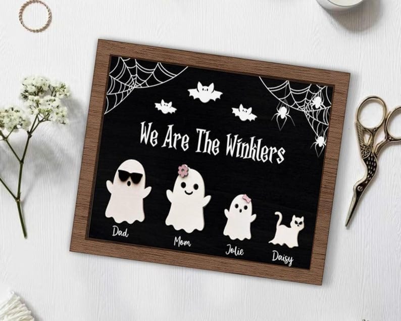 Custom Ghost Family Sign, Personalized Halloween Ghost Family Frame ...
