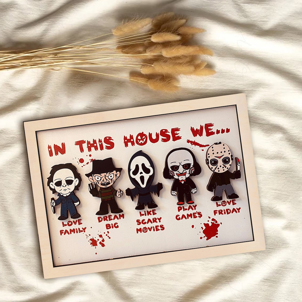 In This House We Halloween Horror 3D Wooden Frame Sign, Halloween Gift ...