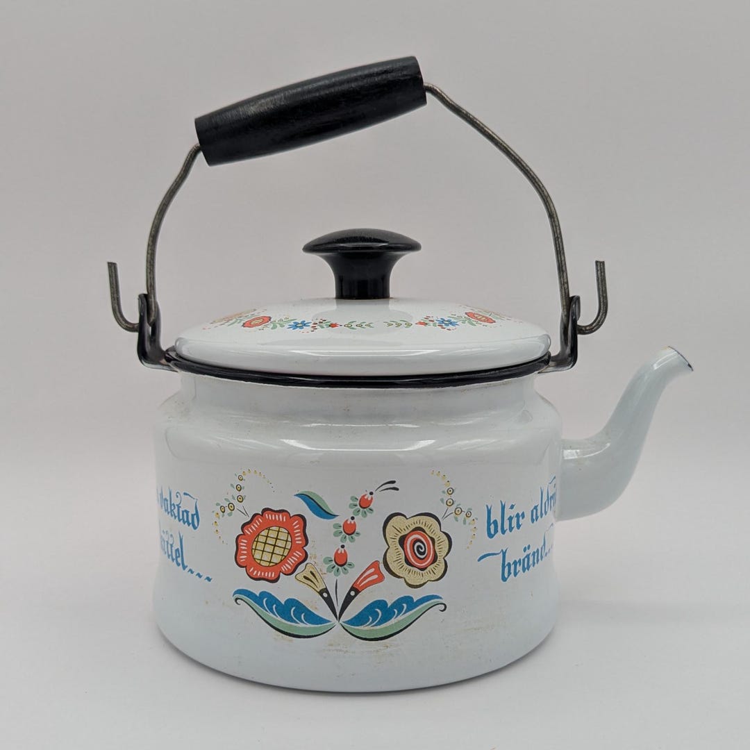 Vintage 1960s Berggren Trayner Enameled Metal Tea Pot– "en Vaktad ...