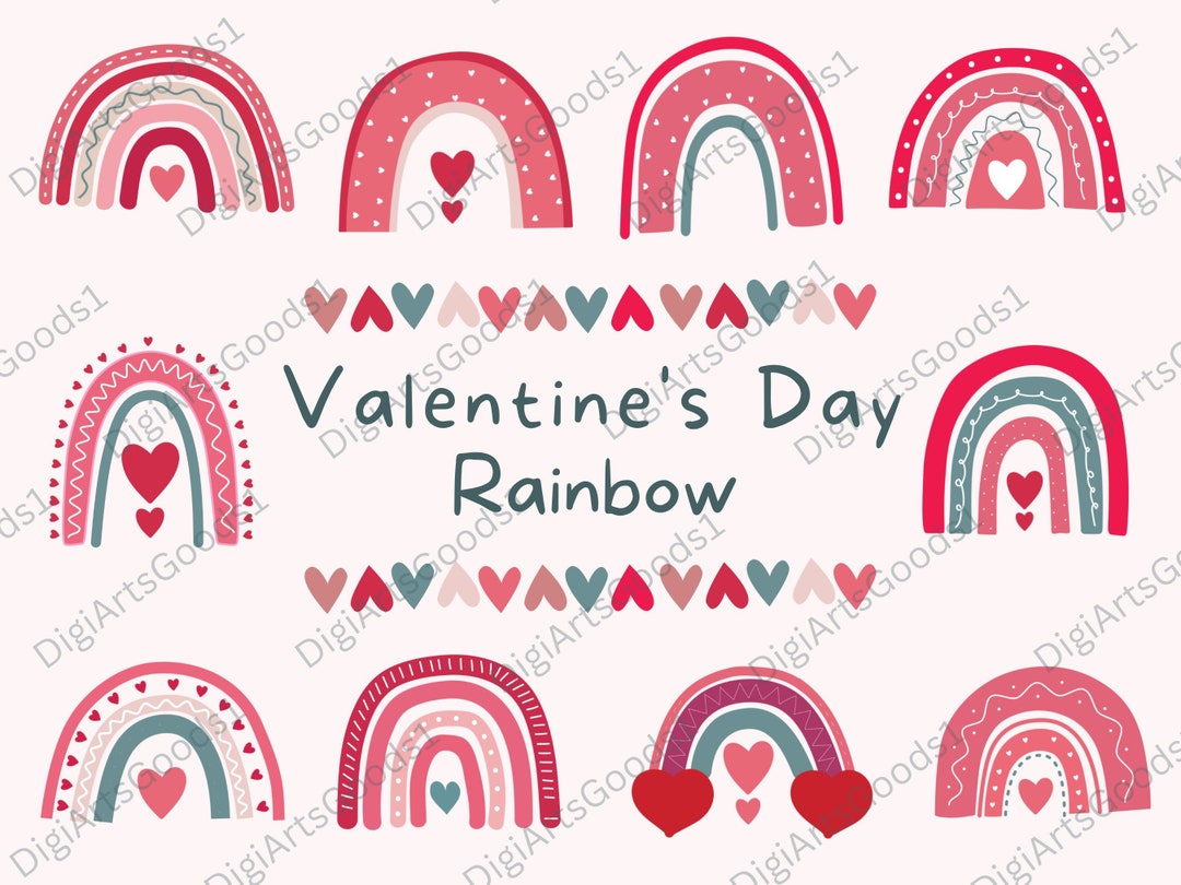 Valentines Day Boho Rainbow Svg Bundle, Png, Dxf, Pdf, AI - Etsy