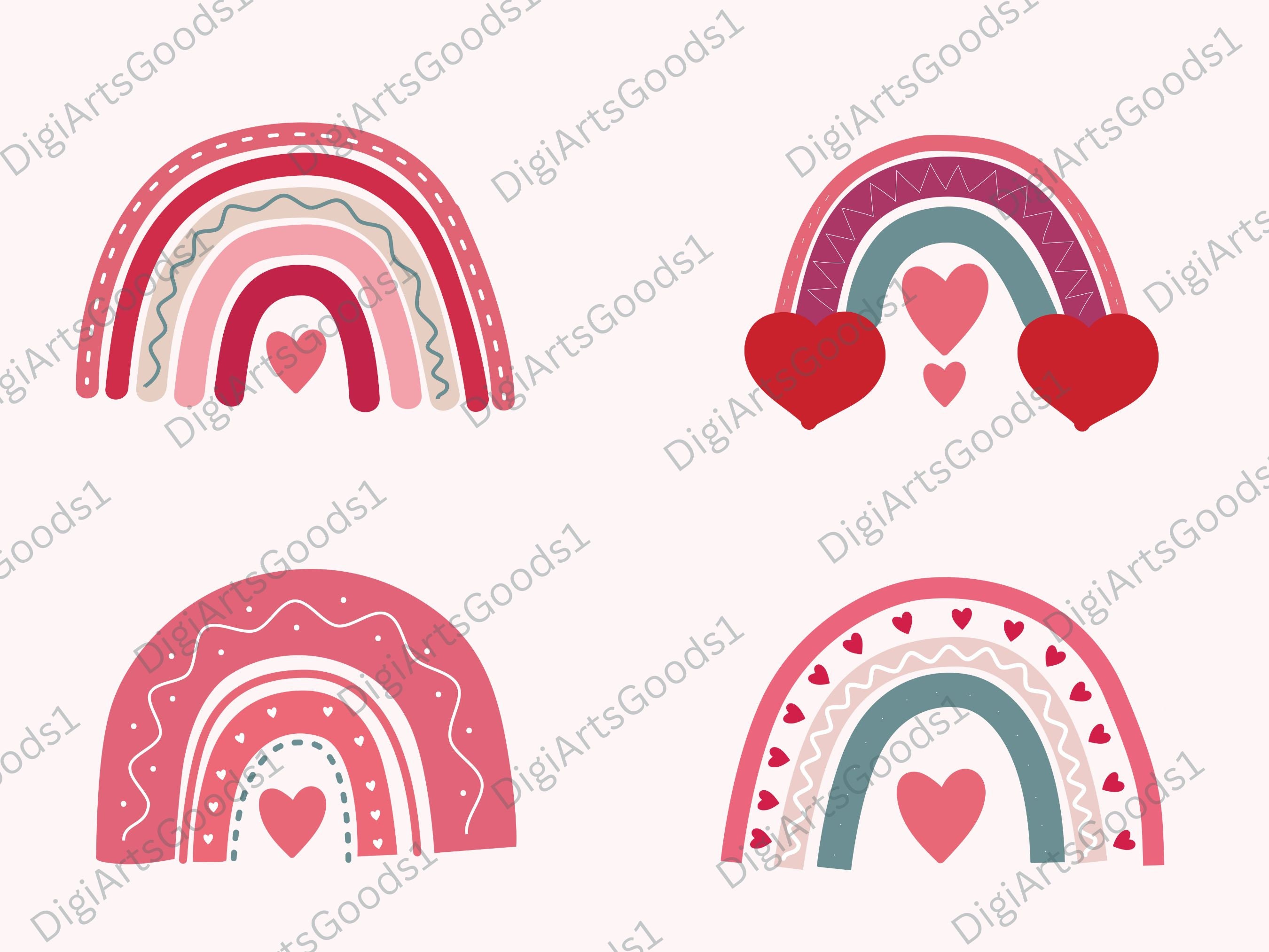 Valentines Day Boho Rainbow Svg Bundle, Png, Dxf, Pdf, AI - Etsy