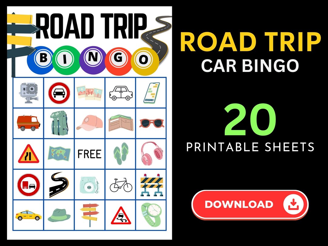 Kids Road Trip Bingo Game Travel Printable, Family Road Trip Planner ...