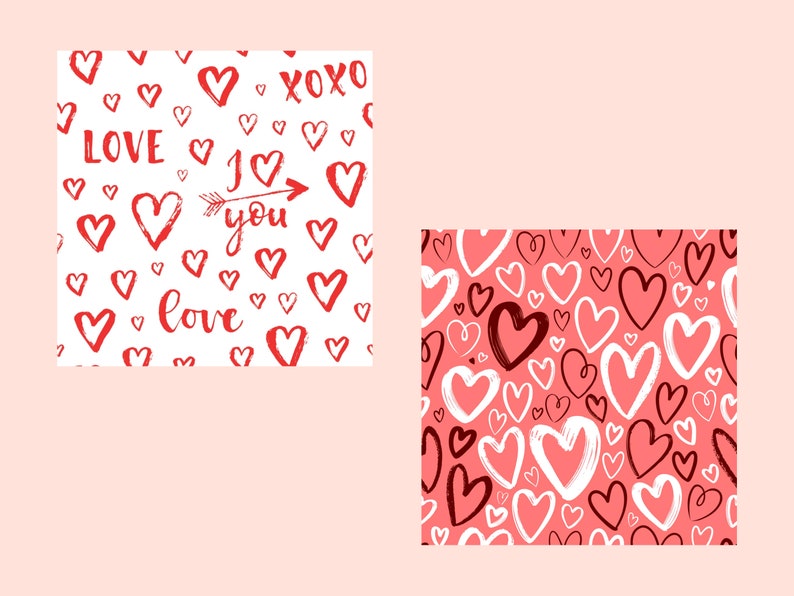 Valentine Digital Paper Pack, Valentine's Day Scrapbook Papers, Hearts ...