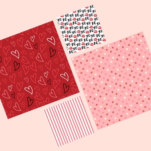Valentine Digital Paper Pack, Valentine's Day Scrapbook Papers, Hearts ...