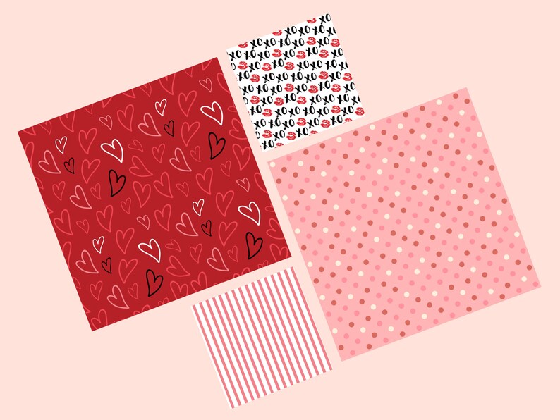 Valentine Digital Paper Pack, Valentine's Day Scrapbook Papers, Hearts ...