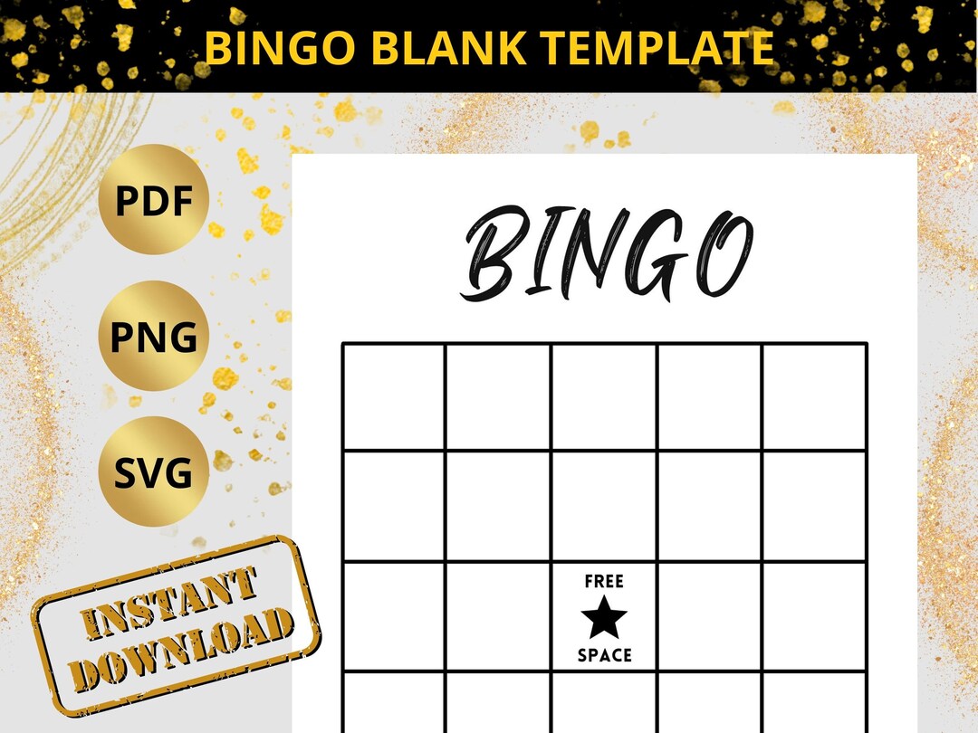 Bingo Card Printable, Blank Bingo Template, Baby Shower Bingo ...