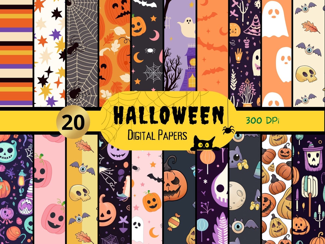 20 Cute Halloween Digital Paper, Scrapbook, Boo Wallpaper, Halloween ...