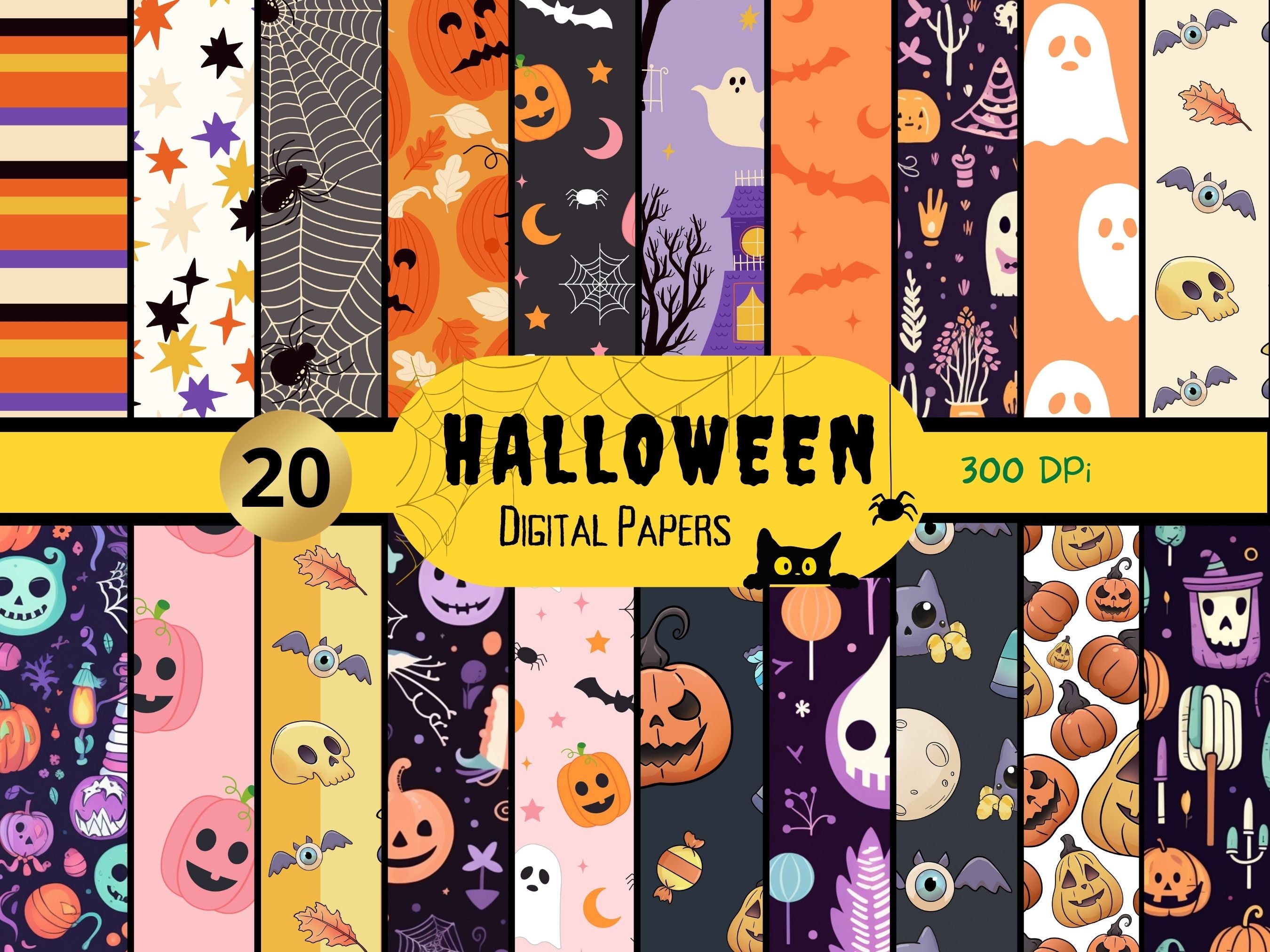 20 Cute Halloween Digital Paper, Scrapbook, Boo Wallpaper, Halloween ...