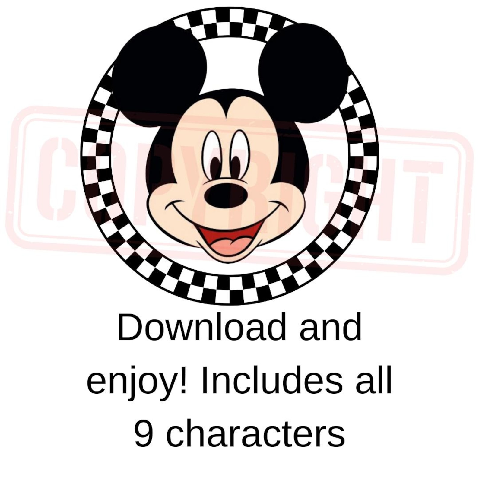 Checkered Mickey and Friends PNG Design (SET) - Etsy