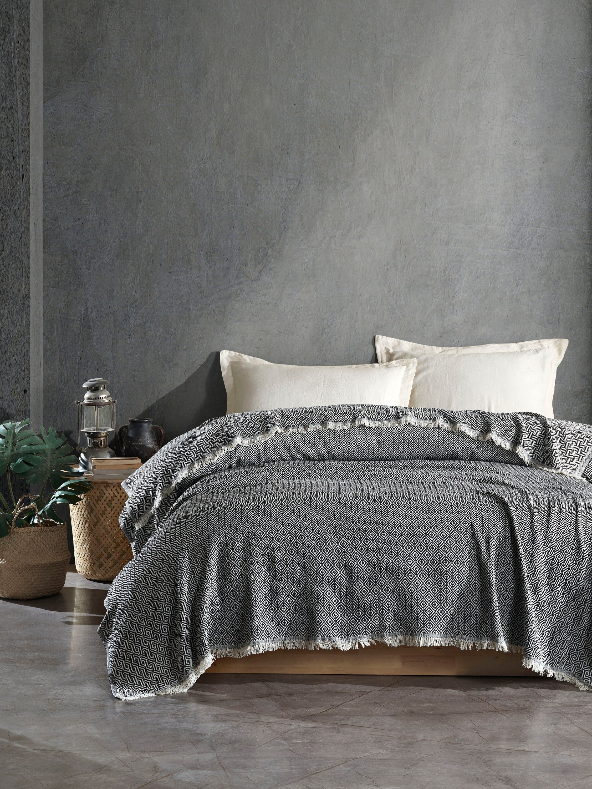Turkish Blanket, 79x91'', Cotton Throw, Bed Cover, Sofa Cover ...