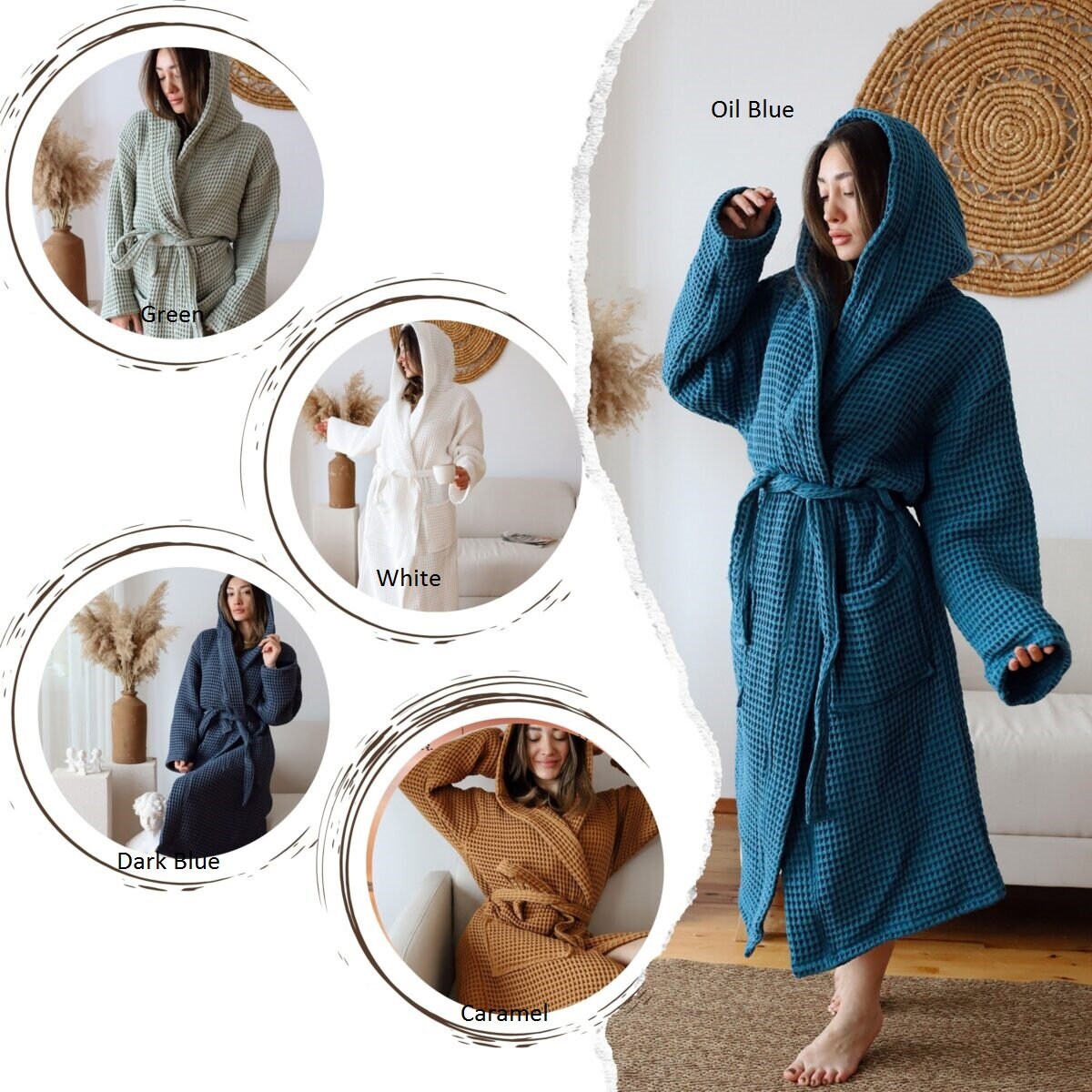 Peach Waffle Linen Robe Waffle Bathrobe Ultra Soft Bathrobe - Etsy