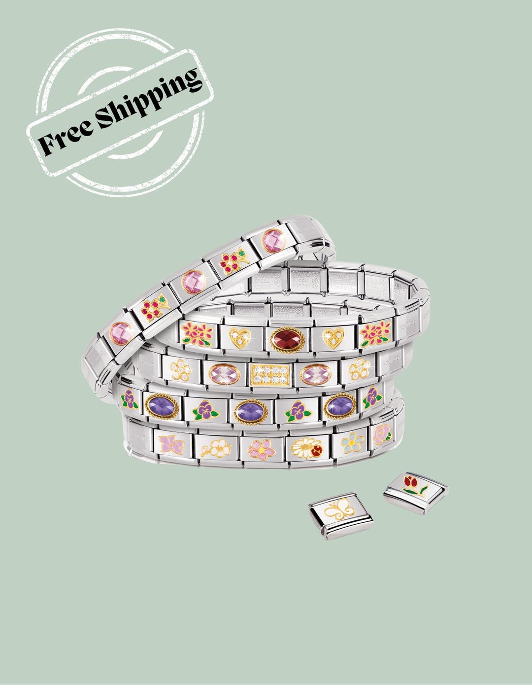 Custom Italian Charm Bracelet: Stainless Steel, 90s Y2K Jewelry - Etsy