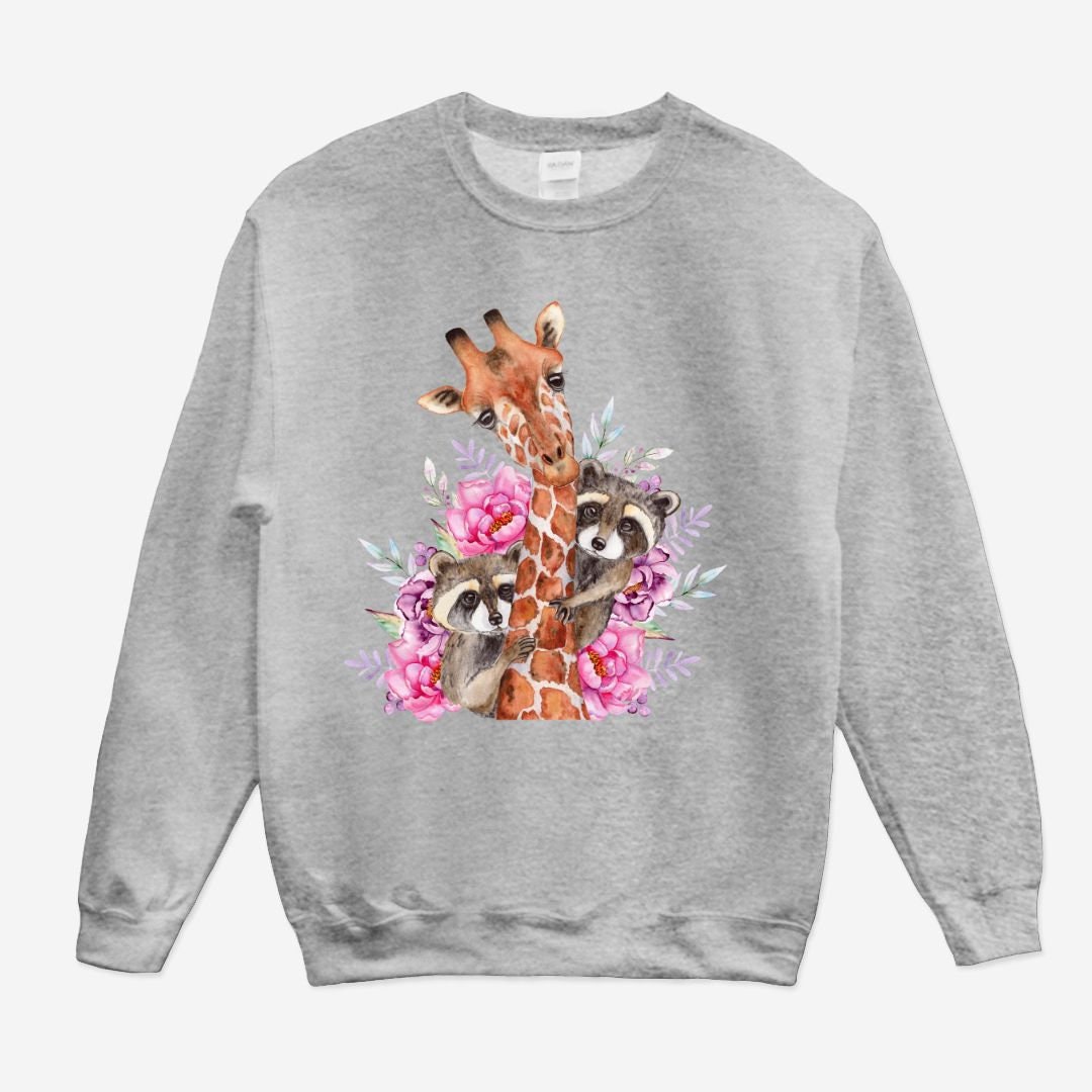 Cute Giraffe and Raccoon Shirt, Animal Lover Shirt, Be Kind to Animals ...