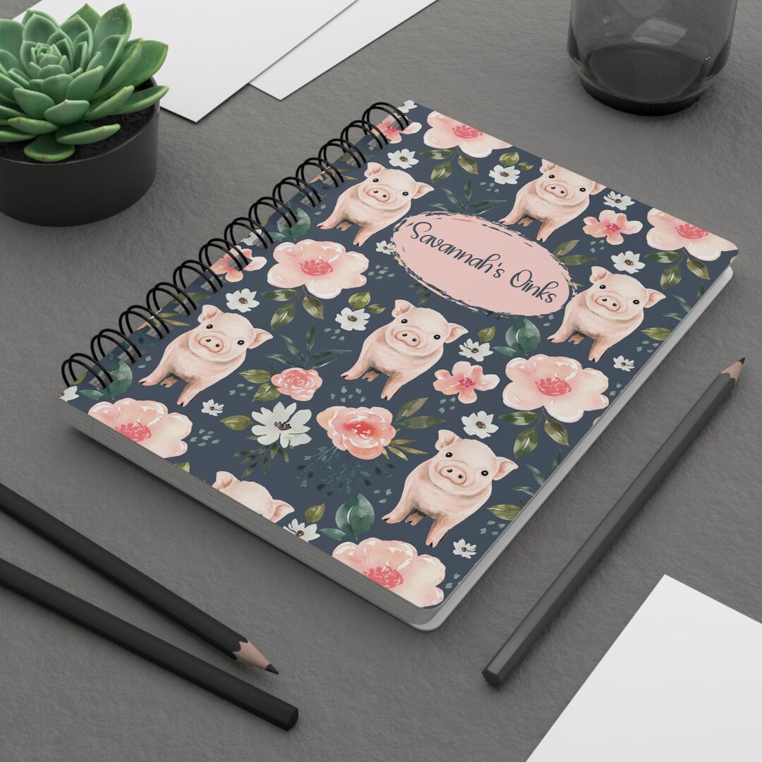 Pig Notebook Blank Writing Journal Pink Pig Lover Gift Personalized ...