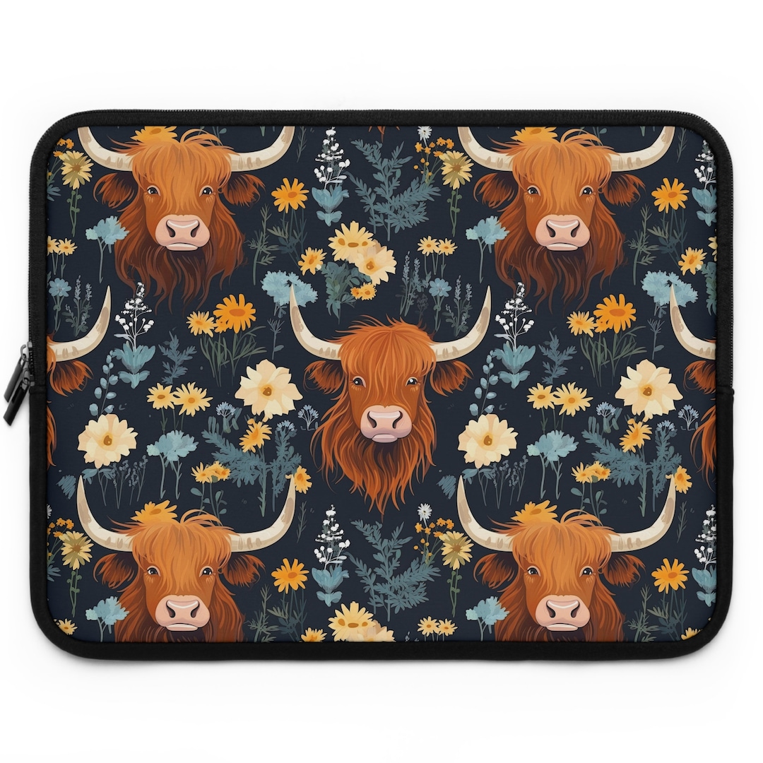 Highland Cow Laptop Sleeve Cow Laptop Cover Highland Cow Gift Cow Lover ...