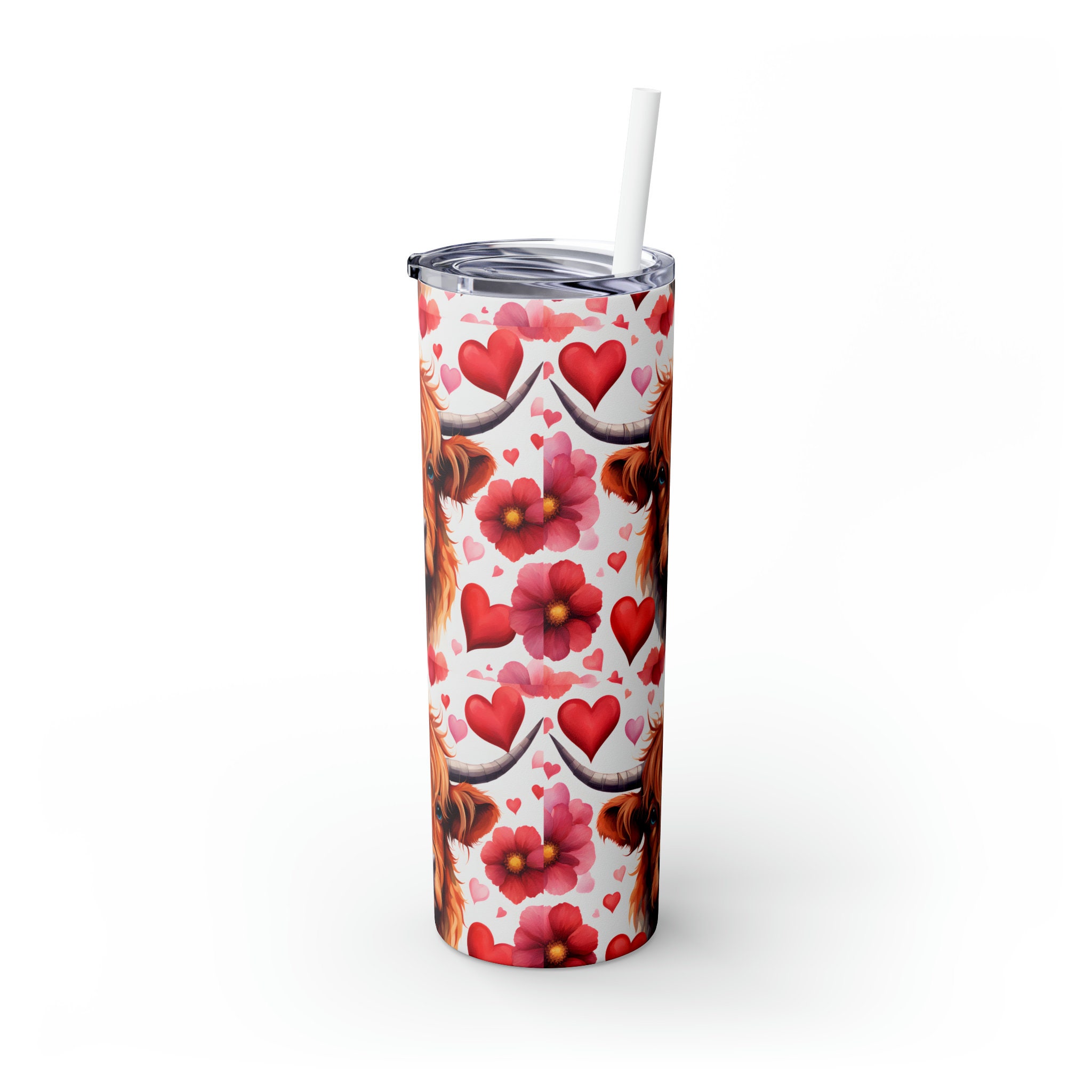 Highland Cow Valentines Cup Cow Skinny Tumbler With Straw Cow Cup Cow ...