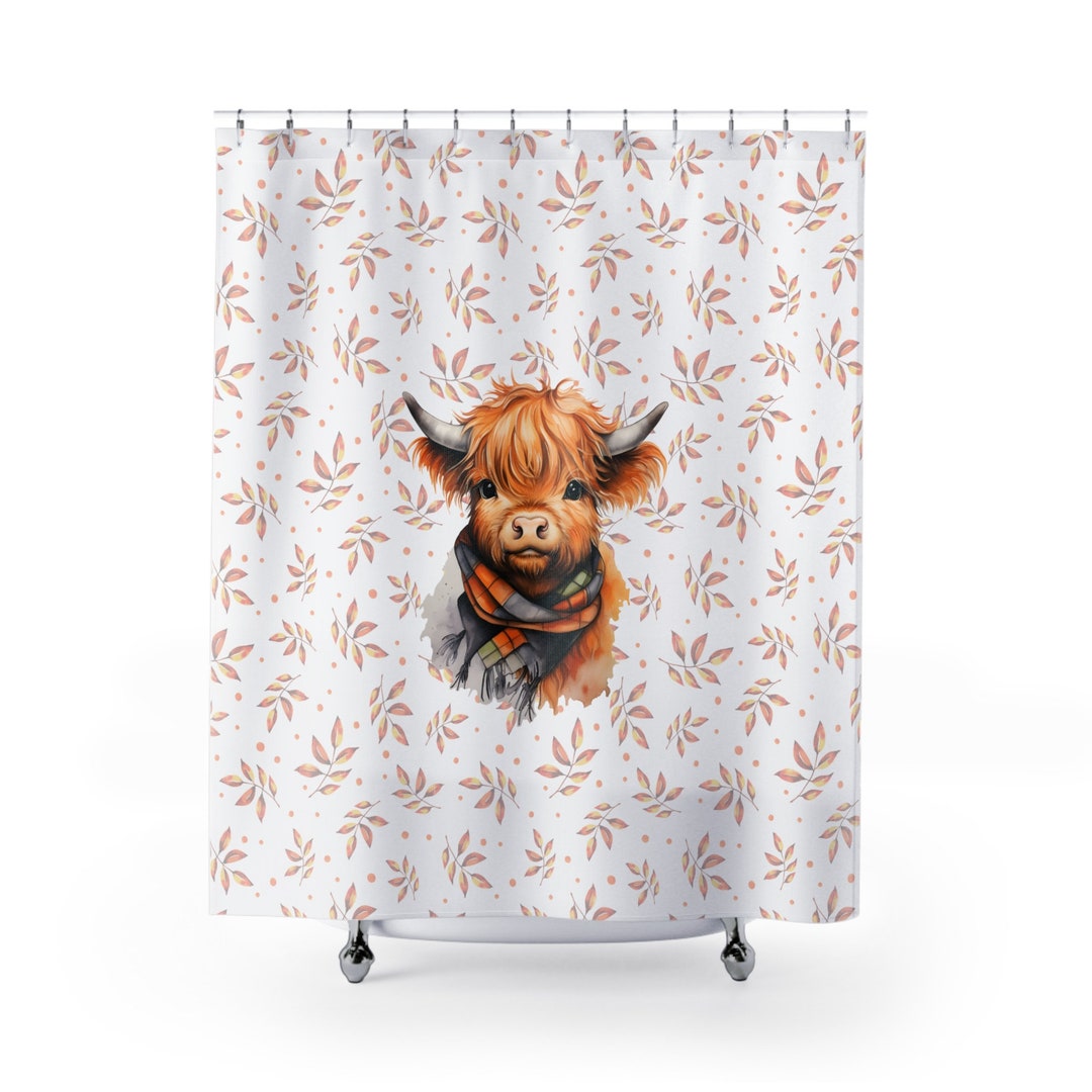 Highalnd Cow Print Shower Curtain, Farmhouse Style Bathrom Decor, Gift ...