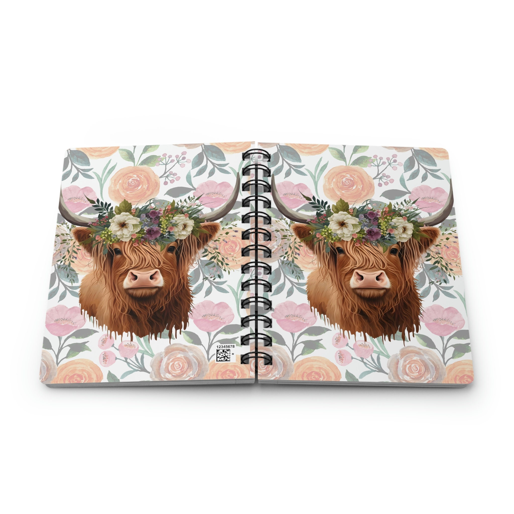 Highland Cow Journal Floral Background Cow Lover Notebook Cow - Etsy