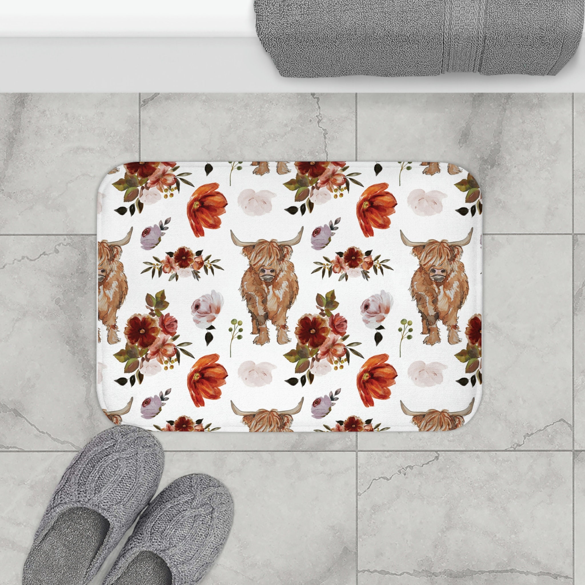 Highland Cow Bath Mat Cow Bathroom Accessories Scottish Highland Cow ...