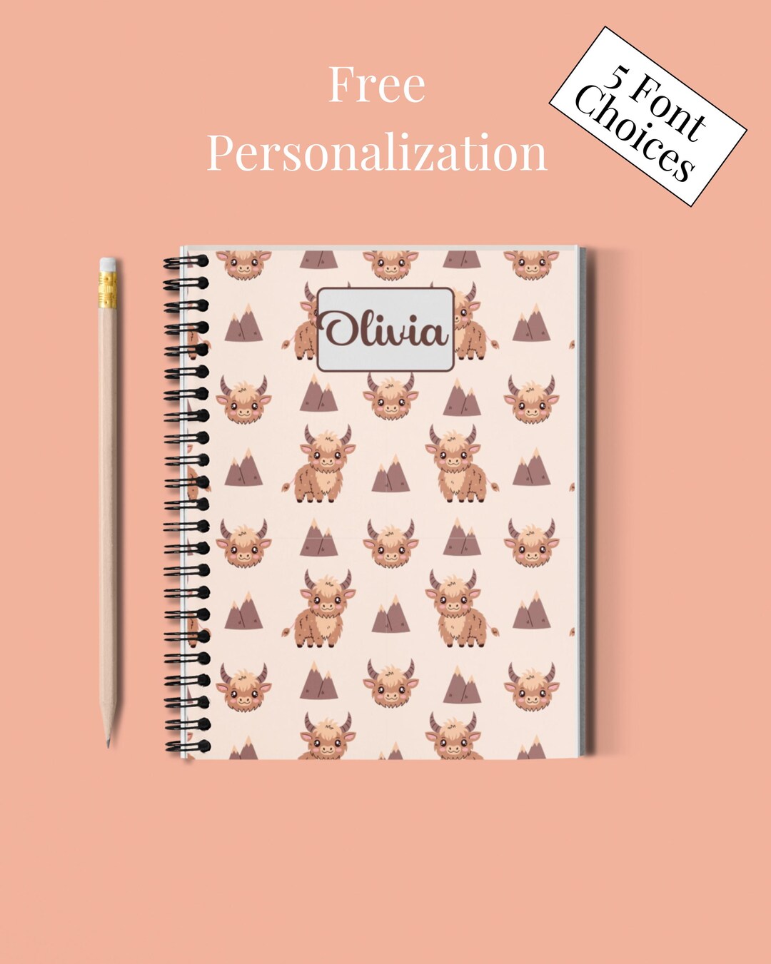 Highland Cow Journal Farmhouse Notebook Cow Lover Gift for Mom Cow ...