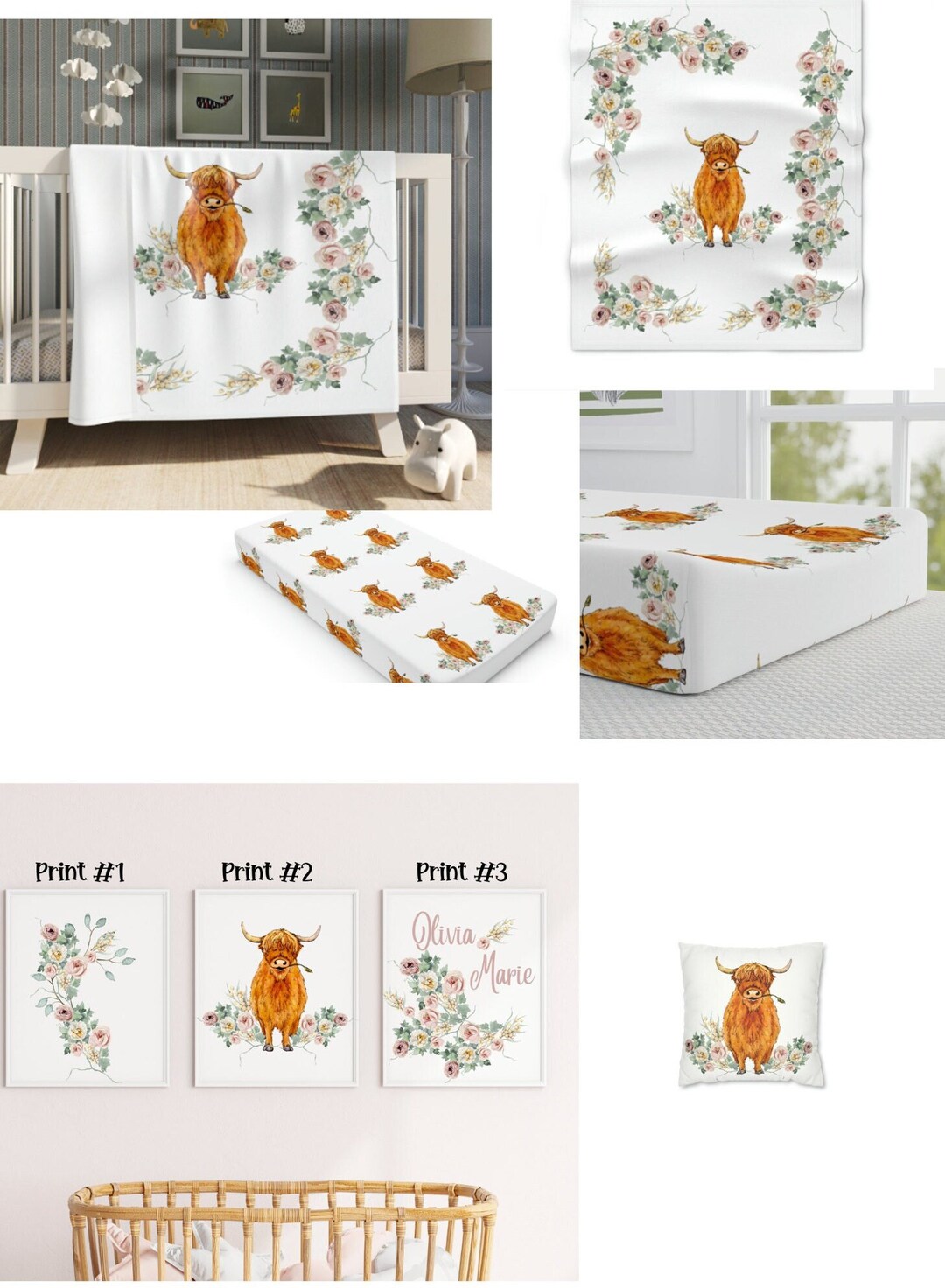 Adorable Highland Cow Nursery Decor Can Be Separate Pieces or Complete ...