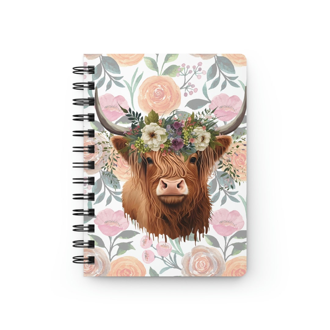 Highland Cow Journal Floral Background Cow Lover Notebook Cow Lover ...
