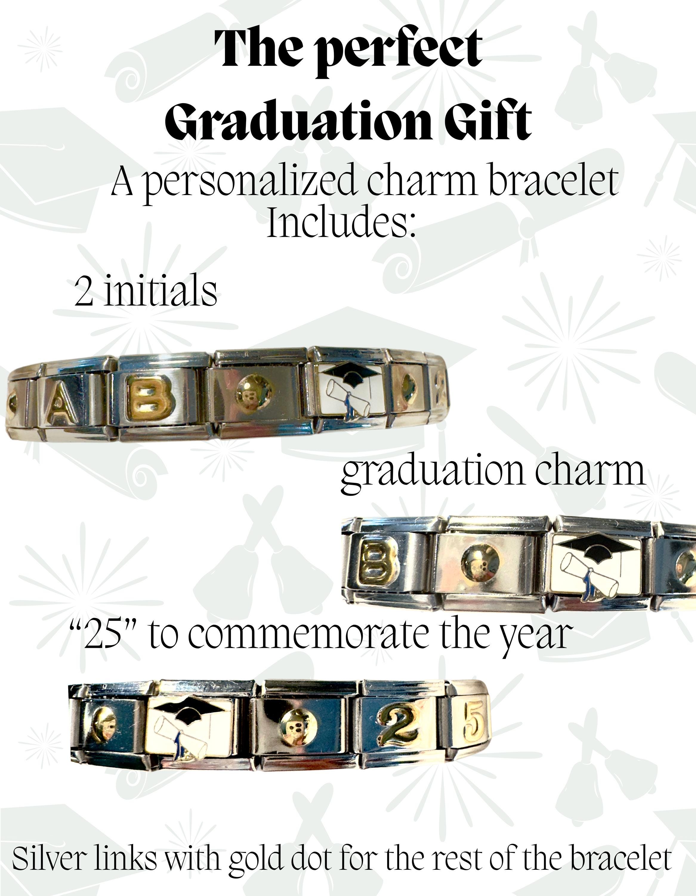 Personalized Italian Charm Bracelet, Graduation Gift for Her - Etsy