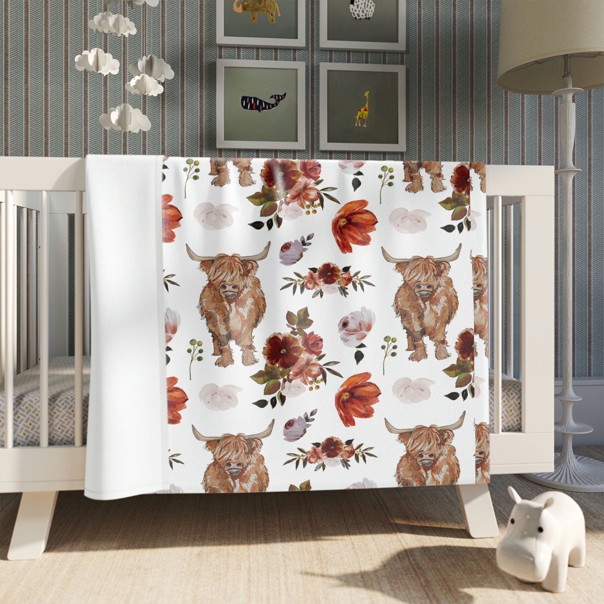 Highland Cow Fleece Blanket: Farmhouse Decor, Animal Lover Gift - Etsy