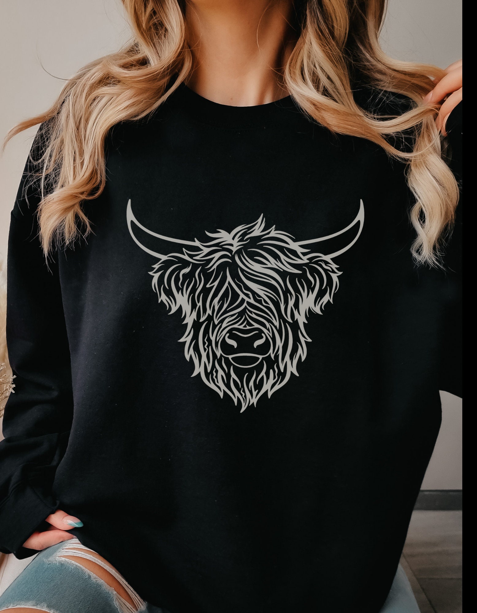 Highland Cow Sweatshirt Highland Cow Gift Cow Lover Gift Scottish ...
